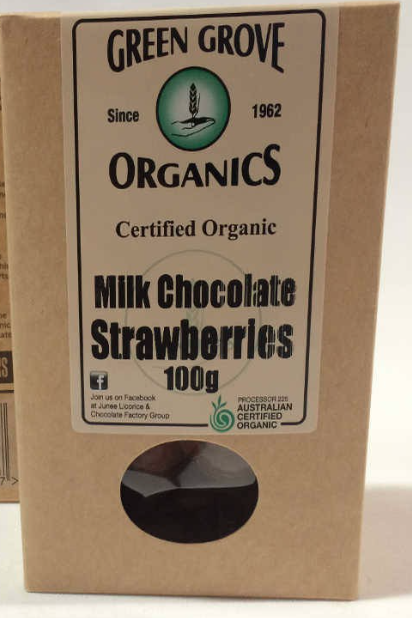 Organic chocolate coated strawberries - milk choc - 100g - Farm Fresh ...