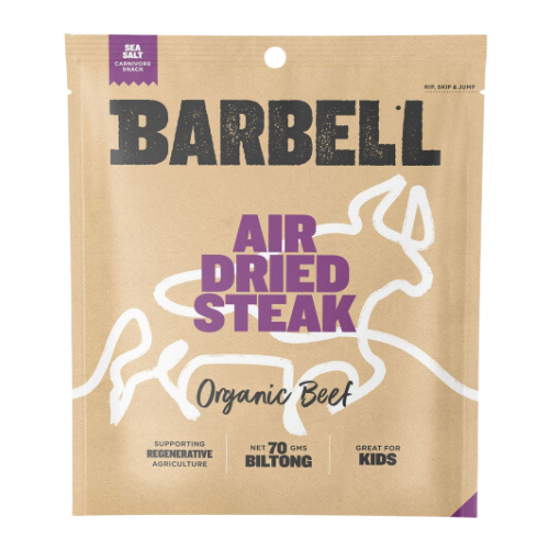 Organic Biltong - Air Dried Sea Salt 70g (Barbell) - Farm Fresh Organics