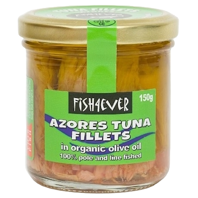 Skipjack Tuna Fillets in Organic Olive Oil 150g (FISH 4 EVER)